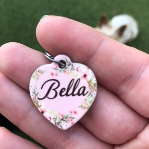 Pink Flowers Dog Tag Dog ID Tag Dog Tag Floral Pet Tag - Etsy