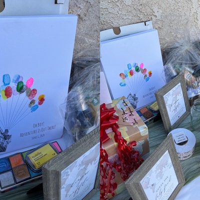 Up House Fingerprint Balloons Guest Book for Wedding, Baby Shower ...