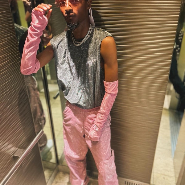 1 MTR Rose Pink Sparkly Glitter Stretch Moonlight Fabric 58”wide Dress ...