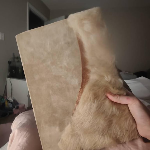 Leather Fur Cover Writing Journal - Fluffy Handmade Vintage Style Diary ...
