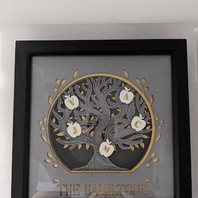 Customizable 3D Family Tree Shadow Box Svg, Custom Names Shadow Box ...