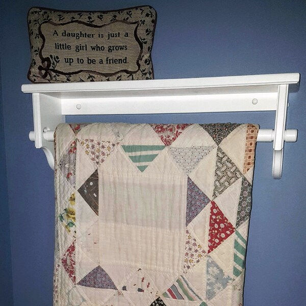 White 24 Inch 5.5 Deep Quilt Removeable Rod With Shelf - Etsy