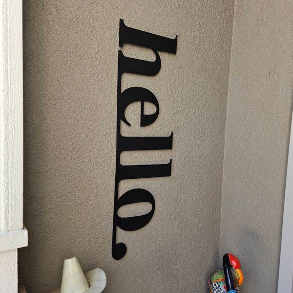 Metal Hello Sign, Metal Wall Art, Front Door Decor, Welcome Sign for ...
