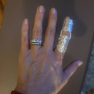 Simple Designer Ring, Full Finger Ring, 925 Silver Handmade Long Midi ...