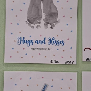 Hugs & Kisses Footprint Happy Birthday Greeting Card Craft Keepsake ...