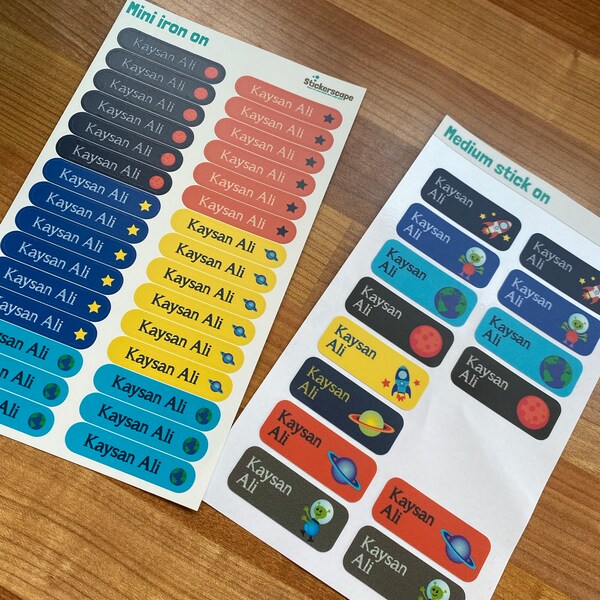 50 or 123 Stick on Name Labels, School Name Stickers, School Name Tags ...