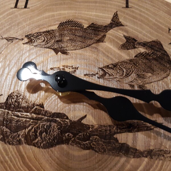 Engraved Wood Clock Walleye Fish Art Walleye Clock Fishing Art Father's ...