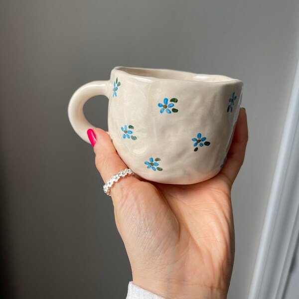 Flowers Mug, Handmade Coffee Mug, Ceramic Mug - Etsy Australia