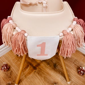 One Highchair Garland White Tassel Garland One Year Old Boy - Etsy