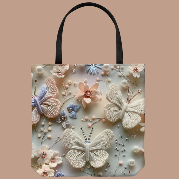 Boho Butterfly 3D Embroidery Seamless Pattern Digital Paper for Fabric ...