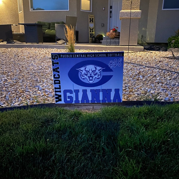 Customizable High School Sports Yard Sign: Team Colors, Name & Number ...