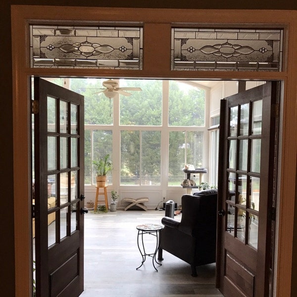 Vintage Look Stained Glass Window Panel, Textured & Beveled Glass ...