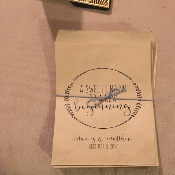 A Sweet Ending to A New Beginning Personalized Wedding Favor Bags ...