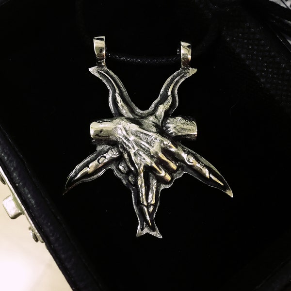 Hand Sculpted Inverted Pentagram Hand Pendant : Oxidized Lead Free ...