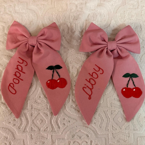 Initial Hand Embroidered Hair Bow.personalized Bow,lettered Hair Bow ...