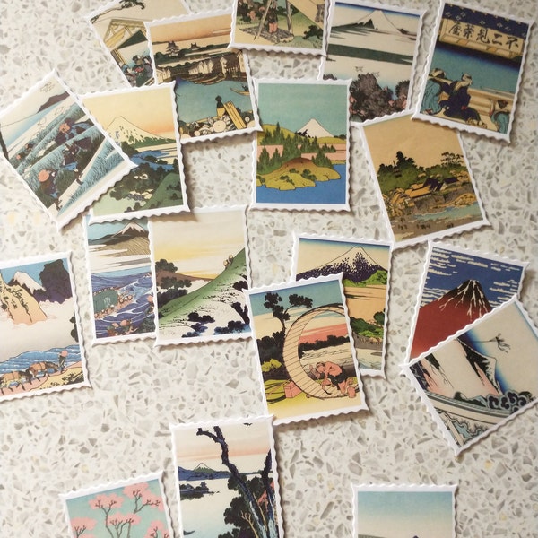 Japanese Ukiyo-e Stickers: Japan Landscape Stamp Seals - Etsy