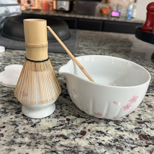 Hand-painted Rain Orchird Ceramic Matcha Bowl With Spout Green Ceramic ...