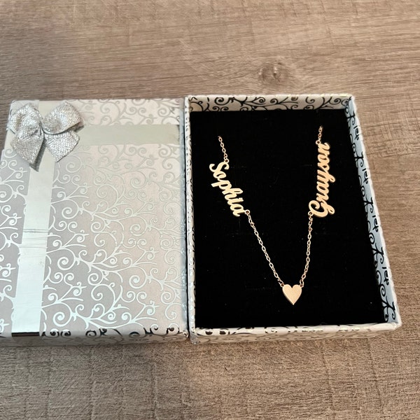 Two Name Necklace With Heart, Multiple Name Necklace, 2 Names Necklace ...