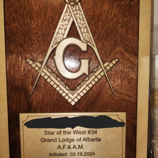 Masonic Plaque - Custom Wood Engraved - Etsy