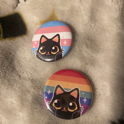 Pride Cat Flags Button Pin LGBTQ Custom Trans Gay Lesbian Bisexual Ace ...