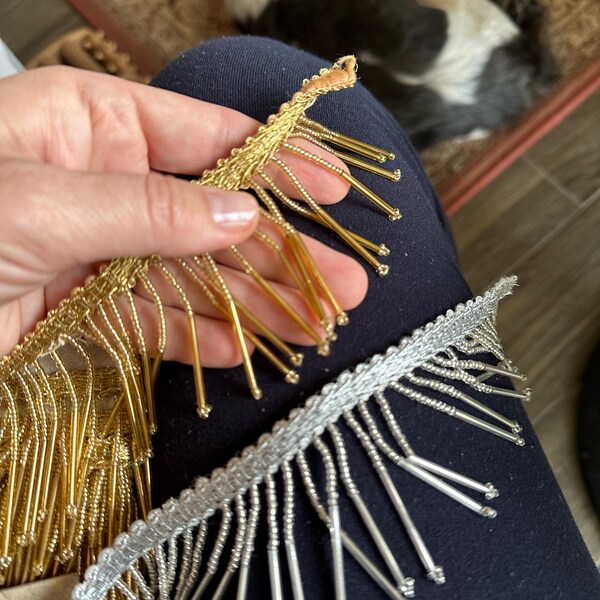 Gold and White Beaded Indian Tassel Lace Trim, Gold Beaded Trim, Beaded ...