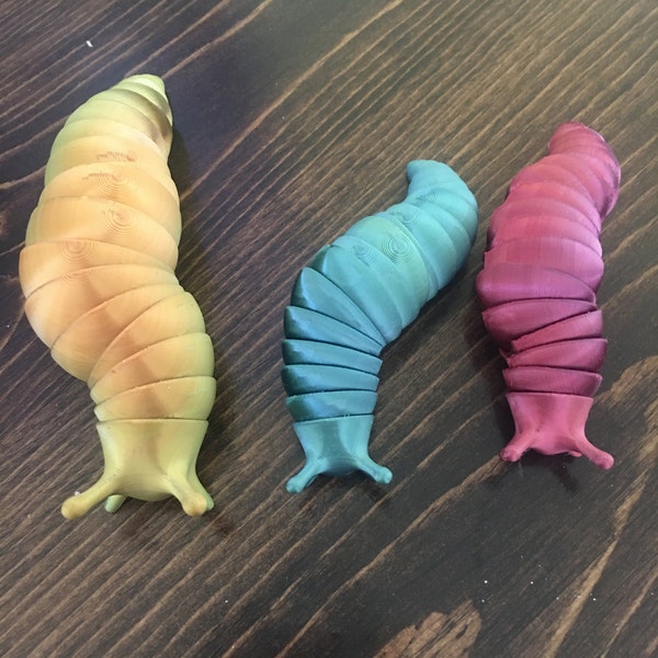 Rainbow Slug Large | 3D Printed Slug | Multicolor Slug Slinky | Fidget ...