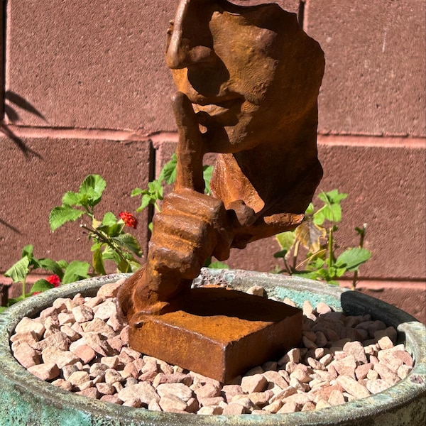 Sculpture "silence" | Cast-iron Face | Bust of Man | Garden Sculpture ...