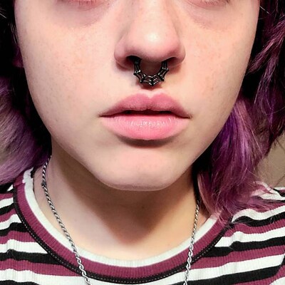 16G Spider Web Septum Ring Black Silver Clicker/cartilage/helix Earring ...