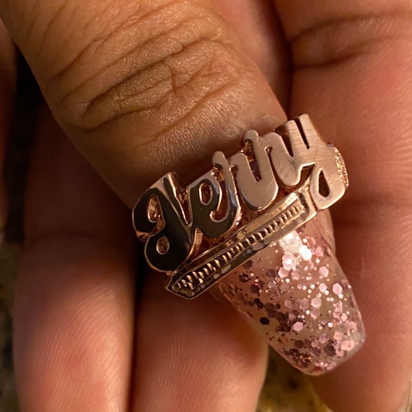 Name Ring, Name Ring 14k Plated Gold, Silver Name Ring, Ladies Name ...