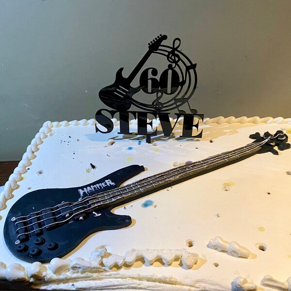 Personalized Guitar Cake Topper, Rocks Cake Topper, Rock Themed Party ...