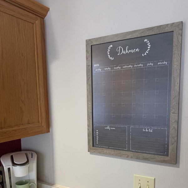 Personalized Calendar , Dry Erase Custom Chalkboard Calendar , Framed ...