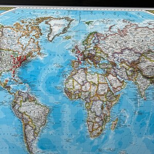 World Earth-toned Push Pin Travel Map With Pins and Frame - Etsy