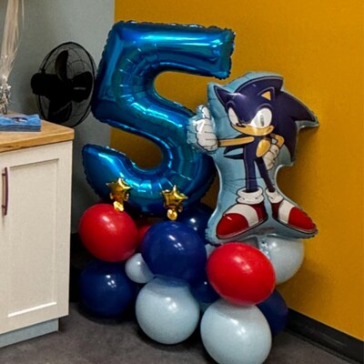 DIY Large Sonic Balloon Sculpture, Sonic Kids Birthday Balloon ...