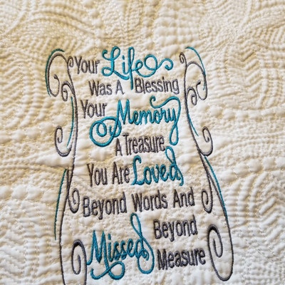 Sympathy Memory Your Life Was A Blessing Machine Embroidery Design ...