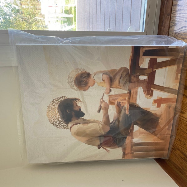 St. Joseph and Baby Jesus Canvas Prints, Saint Art, St. Joseph Canvas ...