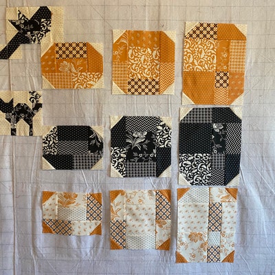 PDF Pattern Scaredy Cat Quilt Block Pattern, Halloween Quilt Block ...
