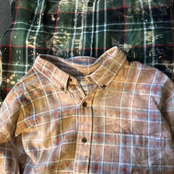 Bleached Plaid Flannel Shirt, Custom Flannel, Shirts for Women and Men ...