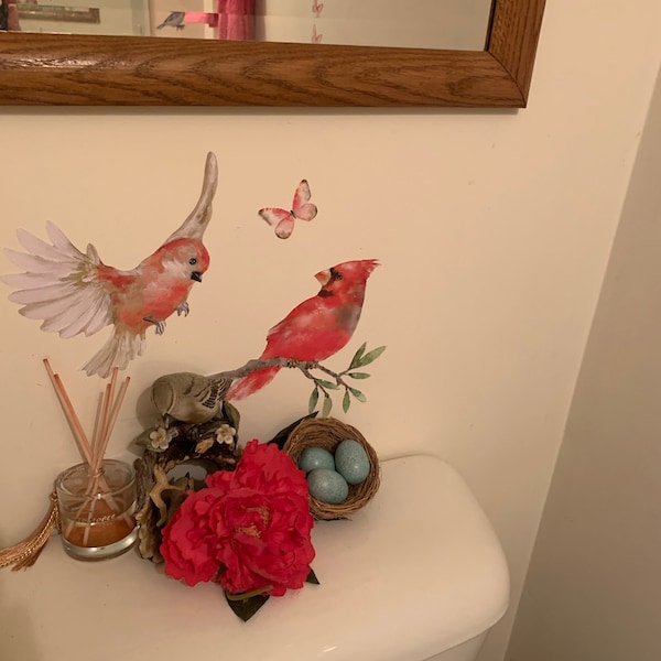 Cardinal Sticker, Cardinal Watercolor, Bird Decal, Cardinal Decal, Bird ...