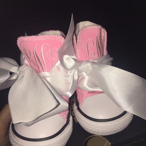 Monogrammed Baby CONVERSE With Ribbon Laces Made to Matchtickle Pants ...
