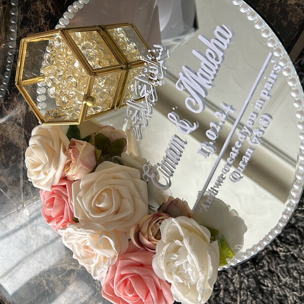 Ring Plate Customized Nikkah Plate, Personalized Mirror Wedding Plate ...