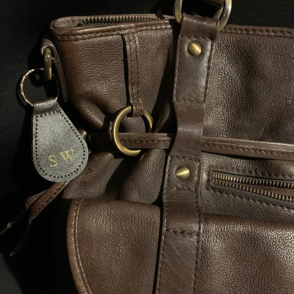 Personalised Keyring Key Fob With Initials, Real Leather Monogram Gift ...