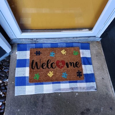 Cow Welcome Door Mat Cow Print Welcome Rug Cow Print Porch - Etsy