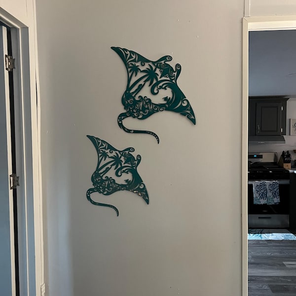 Metal Wall Art Stingray, Sting Ray, Ocean Life Scene, Manta Ray, Tribal ...