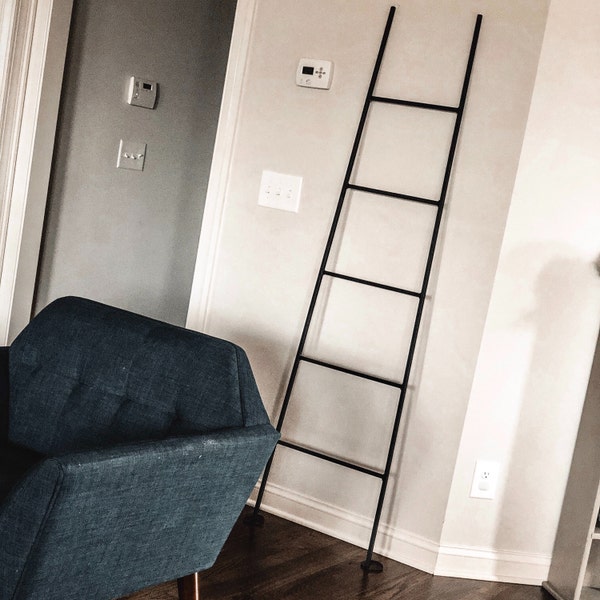 Straight Blanket Ladder, Home Decor, Industrial Ladder, Metal Ladder ...