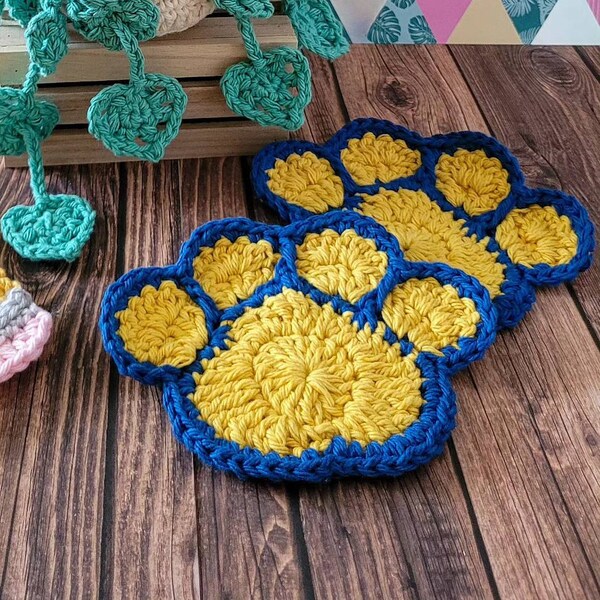 Crochet Pattern, Paw Coaster, Animal Paw Print, Cat Paw, Kitty Paw ...
