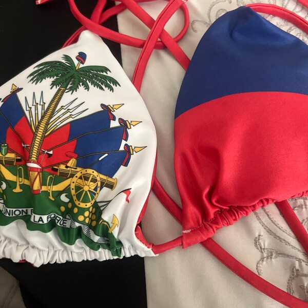 Haiti String Bikini Top, Coat of Arms, Flag, Summer, Swimwear ...