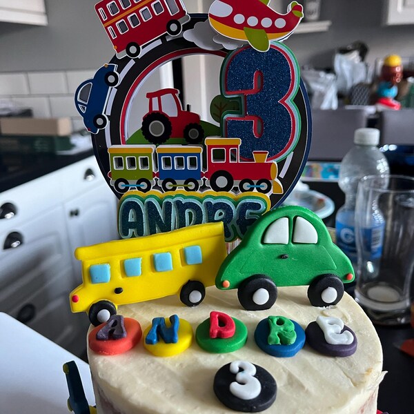 Transport Cake Topper | Cars Cake Topper | Vehicle Cake Topper | Bus ...