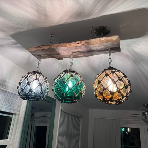Fishing Float Light Fixture With 3 Glass Floats - Etsy