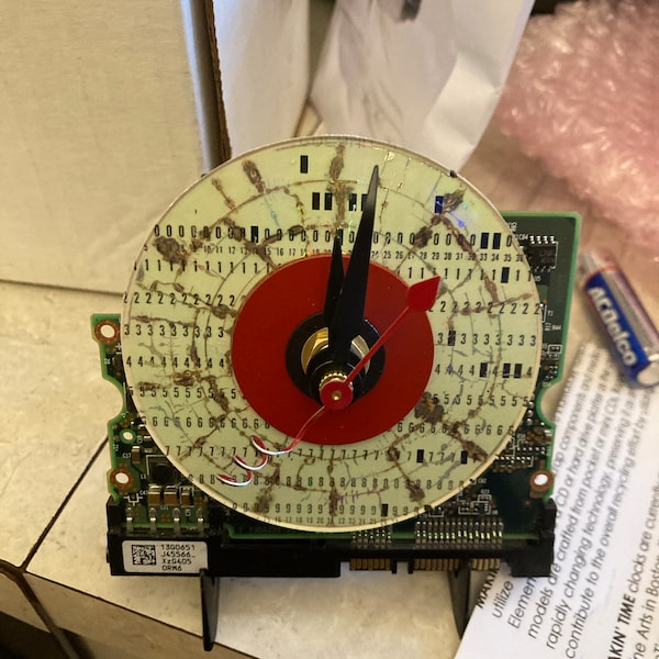 Vintage Punched Computer Punch Card on Mini CD on Circuit Board Clock ...