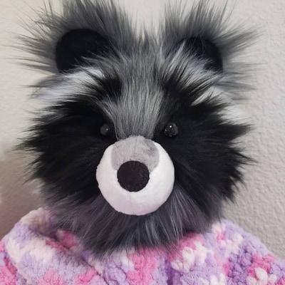 Raccoon Stuffed Animal Kawaii Plushie Gift Fluffy Faux Fur Toy Milo ...